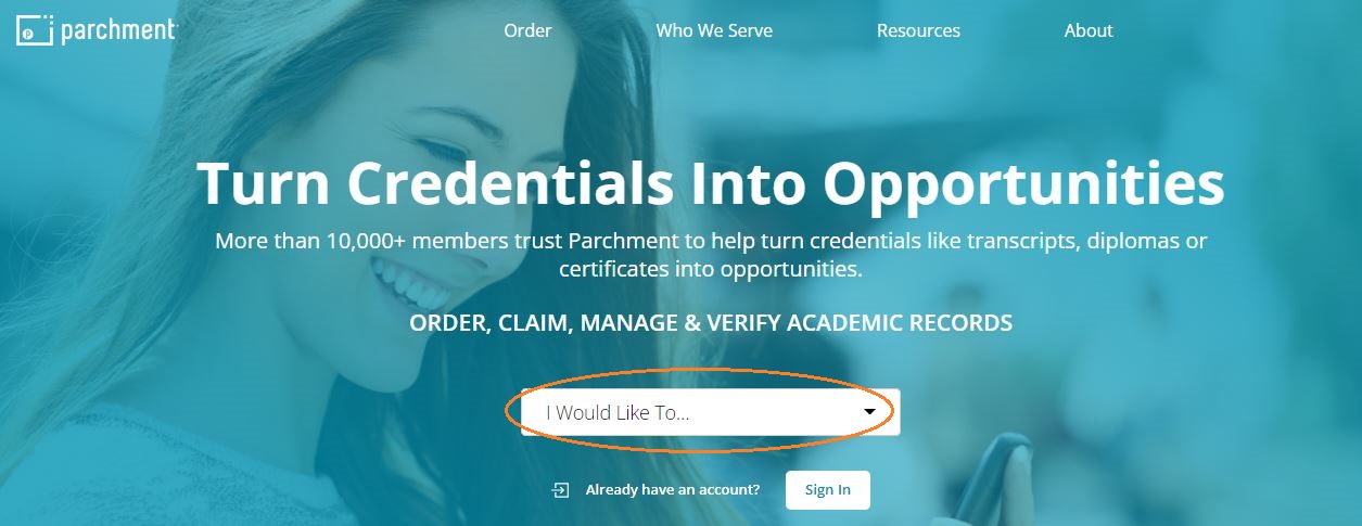 Sign up for College or University Records