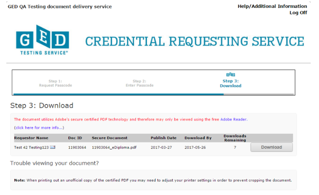 Downloading your electronic credential